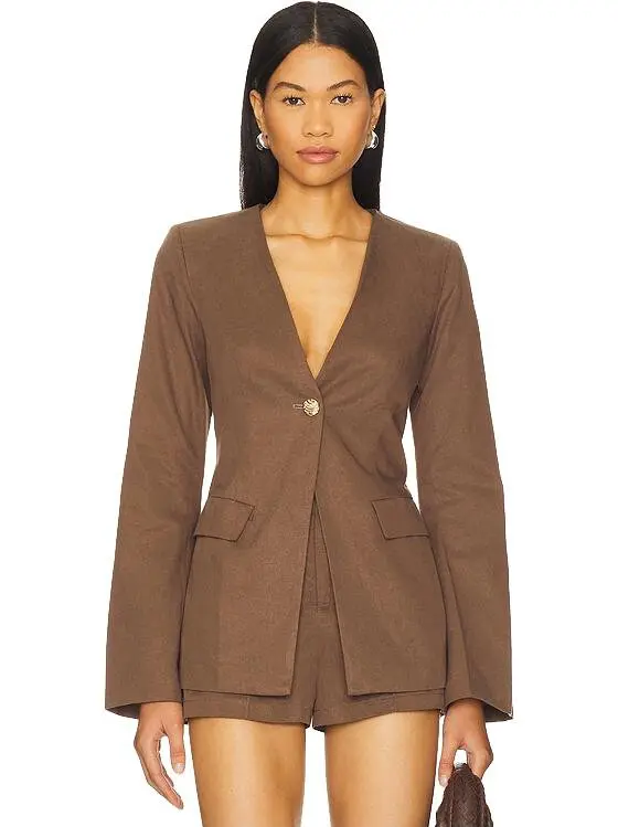 SNDYS Emilie Fitted Blazer - Coffee