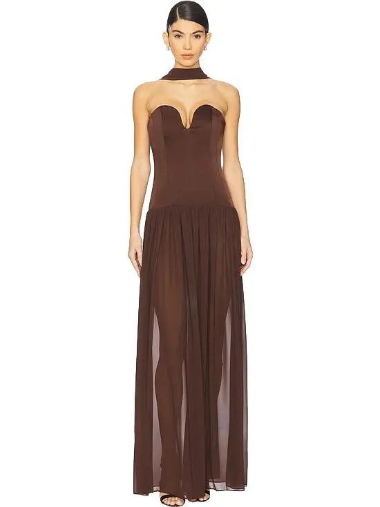 Lpa Ada Corset Maxi Dress - Dark Brown