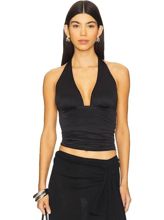Good American Slinky Jersey Halter Top - Black001