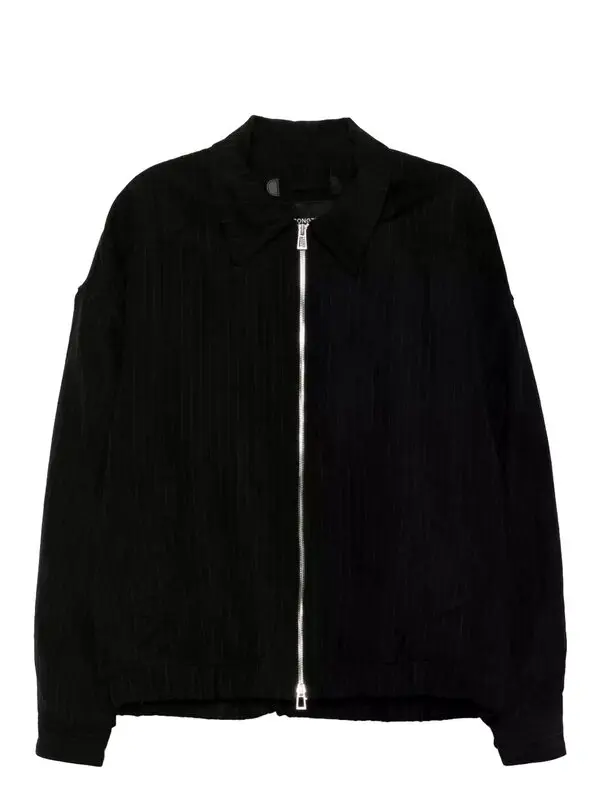 SONGZIO Striped Collared Jacket - Black