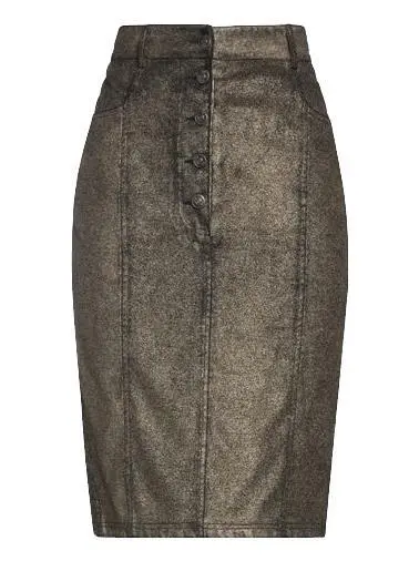 8PM Metallic Pencil Midi Skirt - Gold
