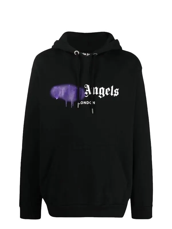 Palm Angels London Spray Paint Logo Hoodie - Black