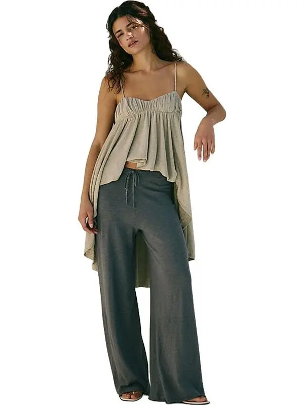Free People Avalon Cotton-linen Sweater Pants - Smoked Pearls Combo