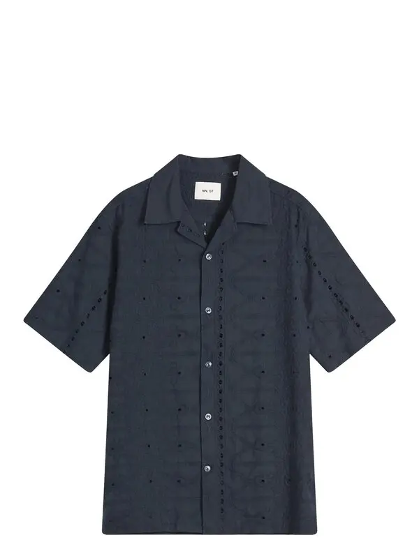 Nn07 Julio Broiderie Anglais Vacation Shirt - Navy Blue