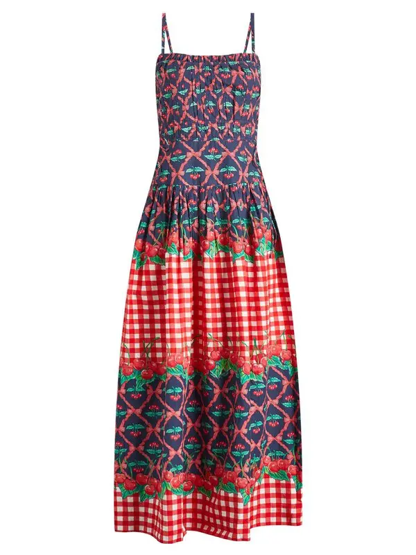 DAMSON MADDER Kelia Midi Dress - Navy/red