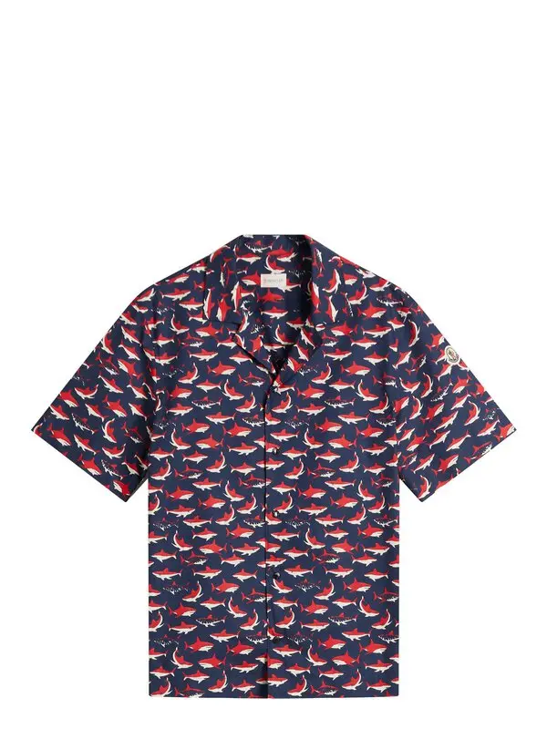 Moncler Little Sharks Printed Cotton Poplin Shirt - Multi
