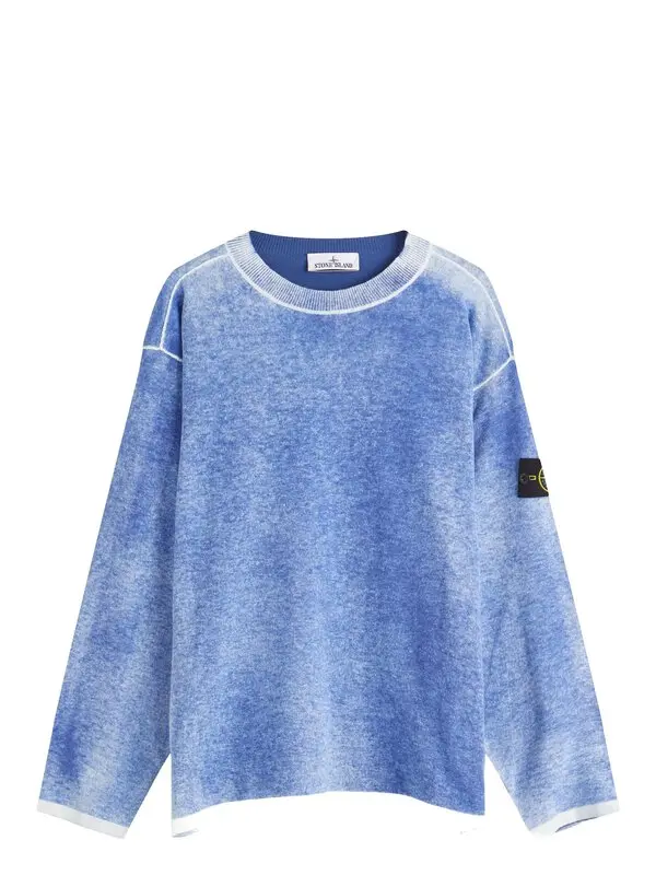 Stone Island Raw Hand Sprayed Crew Neck Jumper - Blue Marine
