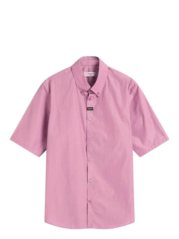 Martine Rose Pinstripe Short Sleeve Shirt - Purple Black Stripe