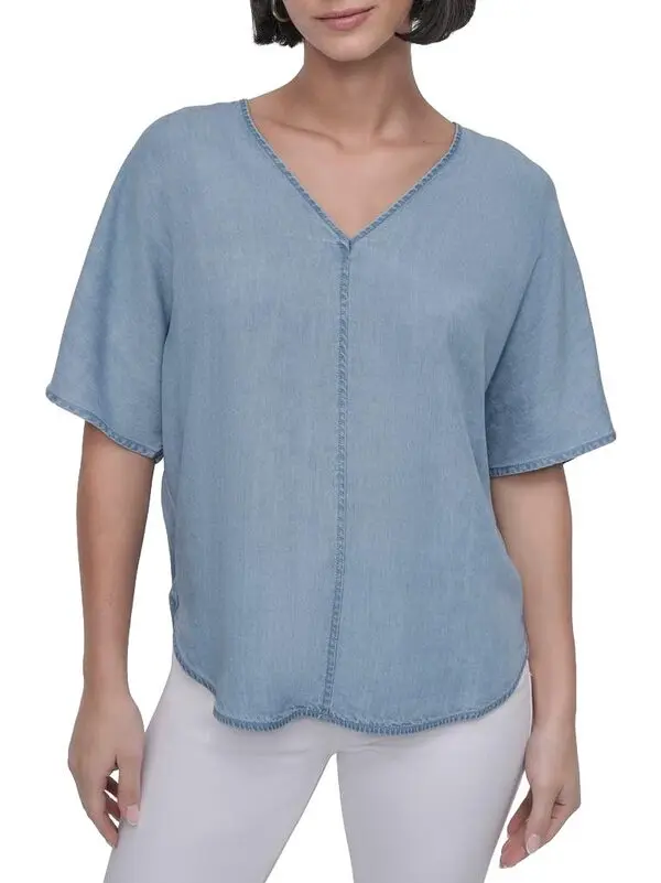 Dkny V-neck Top - Stream Wash