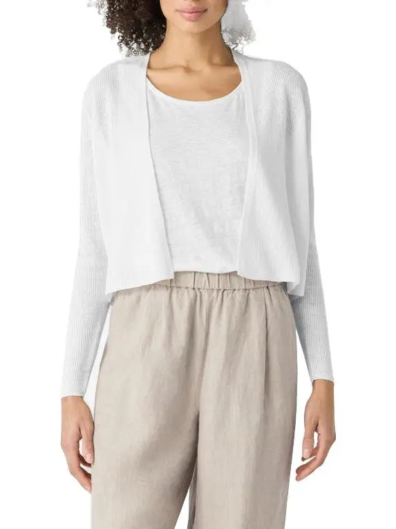 Eileen Fisher Organic Linen & Organic Cotton Cardigan - White