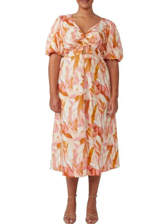 ESTELLE Aura Cascade Cotton Midi Dress - Print
