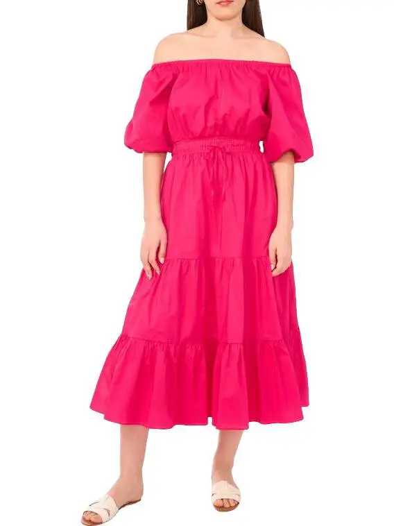 Vince Camuto Off-the-shoulder Tiered Maxi Dress - Bright Rose