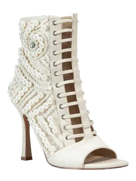 AZALEA WANG Chipper Peep Toe Bootie - Bone