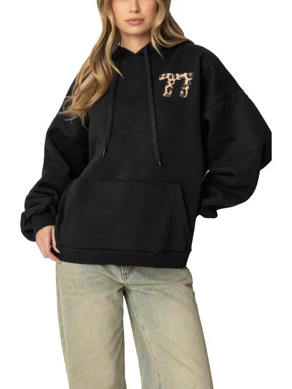 EDIKTED Leopard 77 Oversize Hoodie - Black