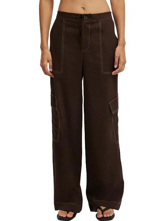 COTTON ON Haven Utility Pant - Dark Oak