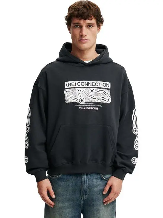 COTTON ON Tylah Saunders Box Fit Hoodie - Washed Black Place Of