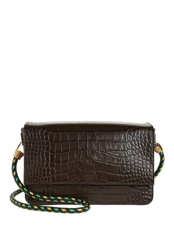 Moschino Braided Cord Leather Shoulder Bag - Dark Brown