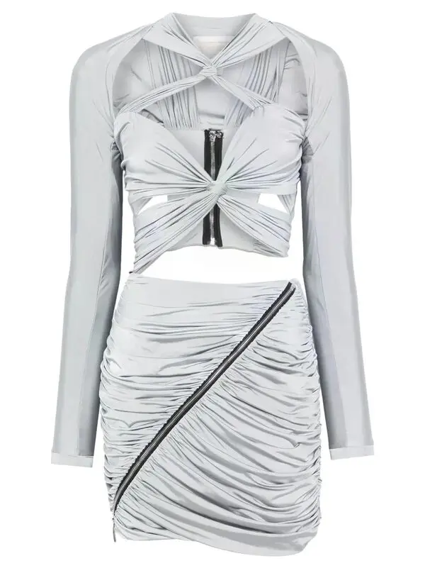 MITILIANE COUTURE Draped Cut-out Mini Dress - Grey