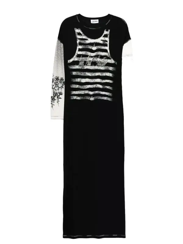 Jean Paul Gaultier Tattoo Printed Dress - Black