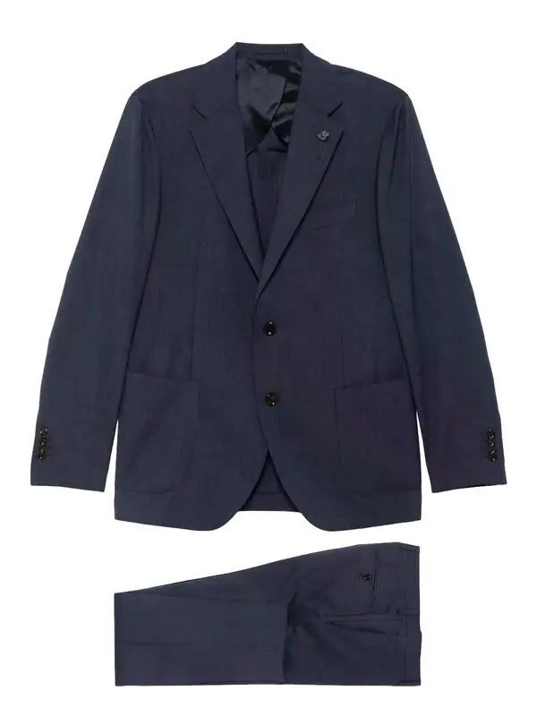 LARDINI Brooch-detail Suit - Blue