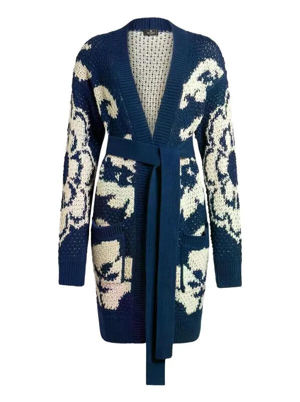 Etro Floral-jacquard Cardigan - Blue