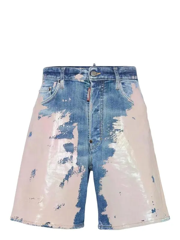 Dsquared2 Painterly-print Denim Shorts - Blue