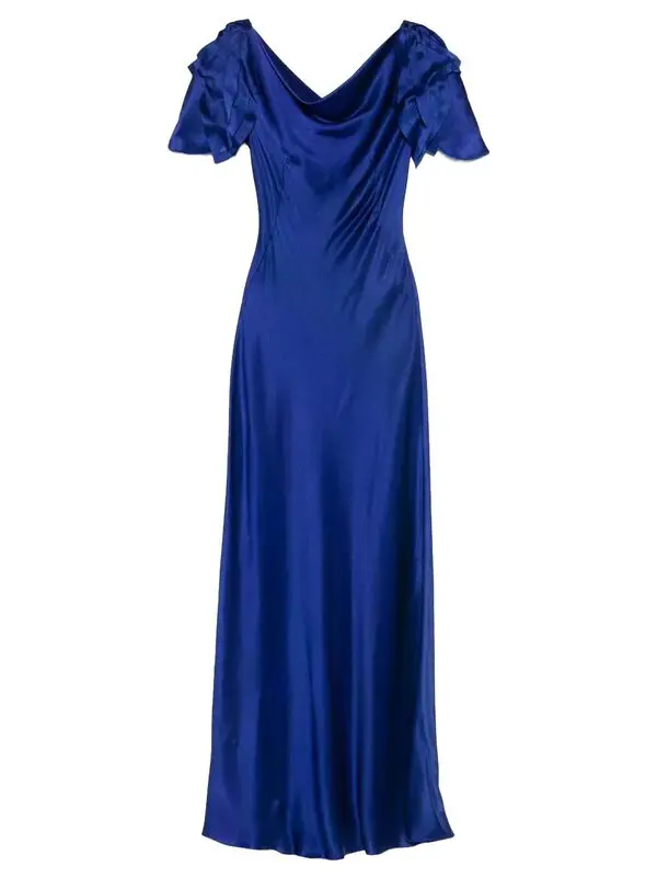 Alberta Ferretti Satin Maxi Dress - Blue