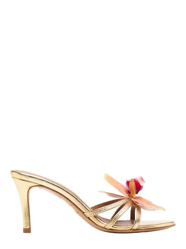 ALAMEDA TURQUESA 75mm Cecily Flower-appliqué Sandals - Gold
