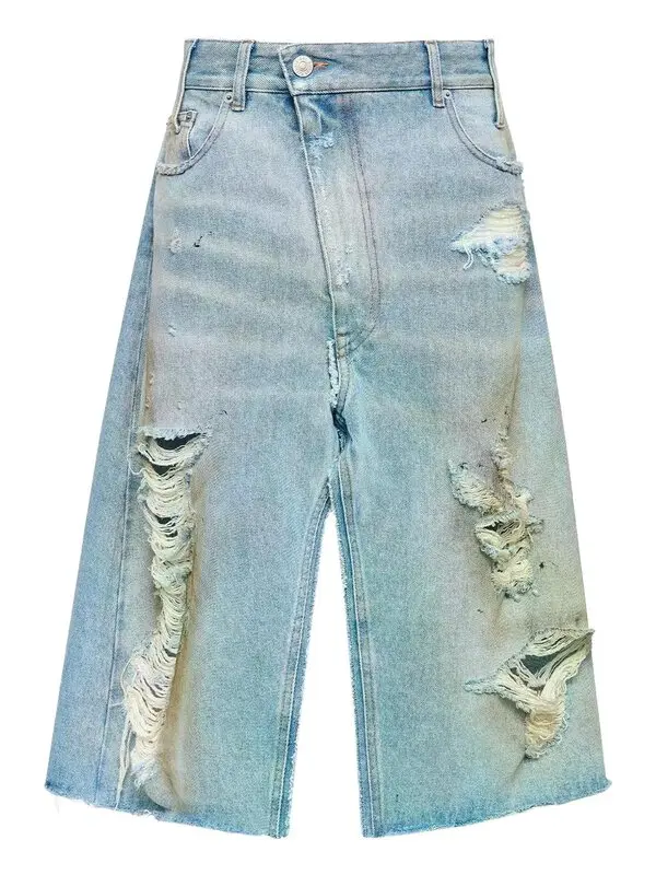 MAISON MARGIELA Ripped-detail Denim Skirt - Blue