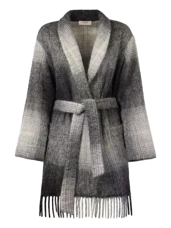 Agnona Checked Cardigan - Grey