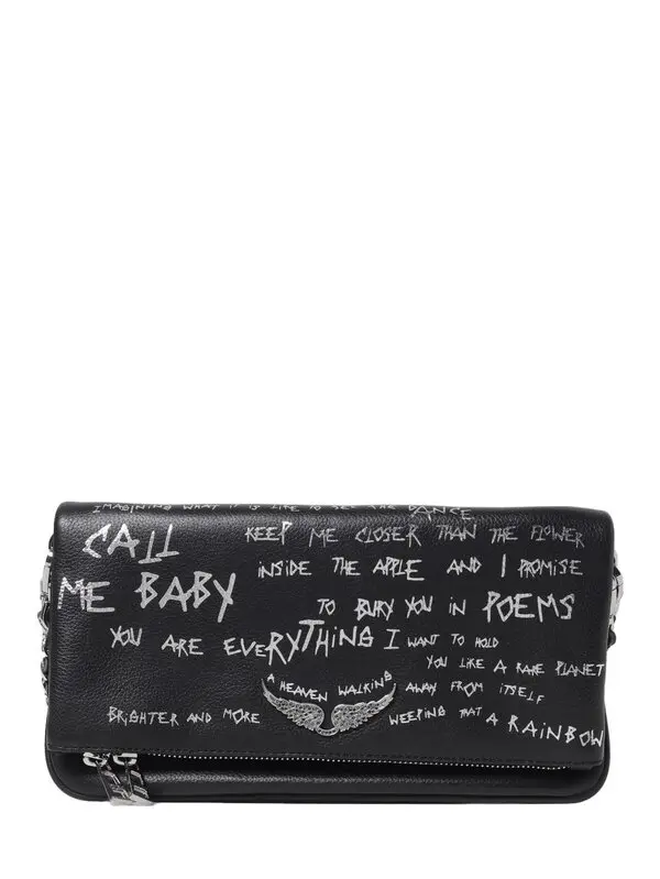 Zadig&Voltaire Leather Clutch With Chain Strap - Black