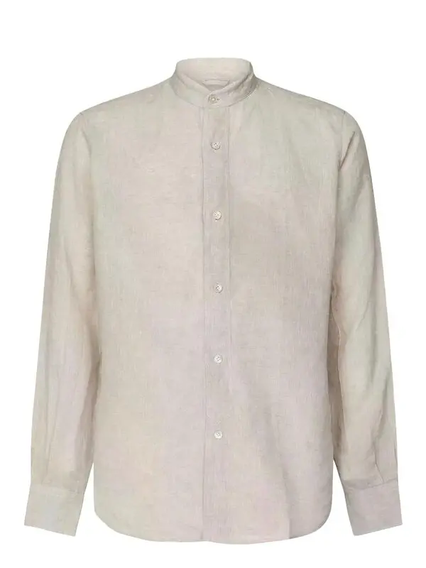 Eleventy Band Collar Shirt - Neutrals