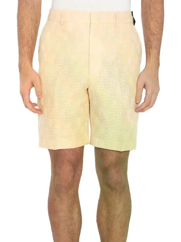 Fendi Ff-jacquard Bermuda Shorts - Neutrals
