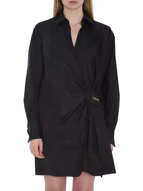 Loewe Wrap Shirt Dress - Black