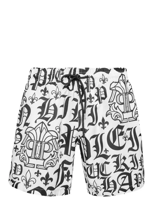 Philipp Plein Boxer Swim Shorts - White
