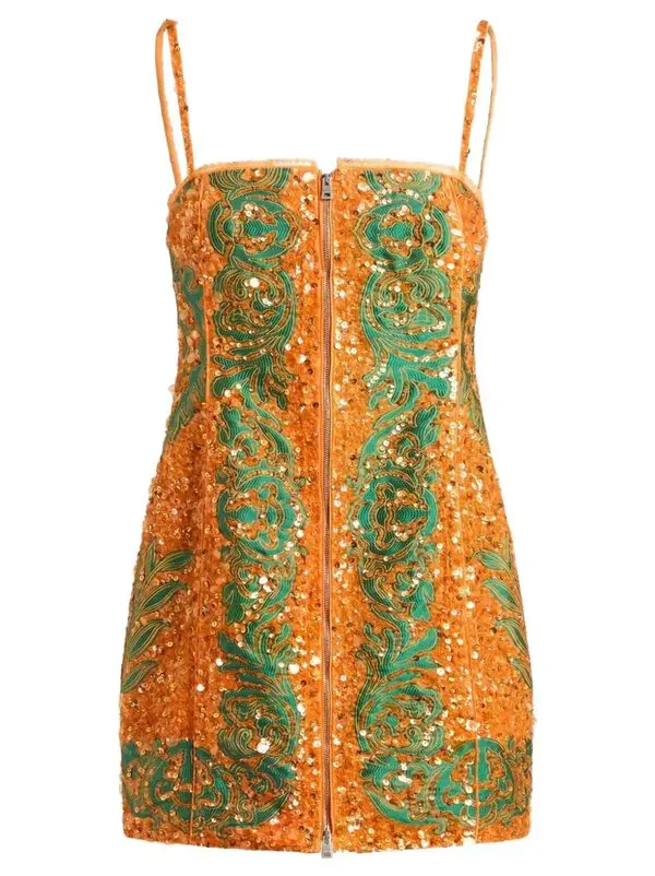 Etro Sequin-embroidered Mini Dress - Orange