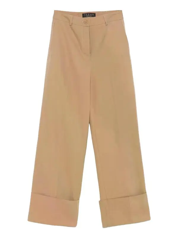 KAOS Turn-up Hem Trousers - Brown