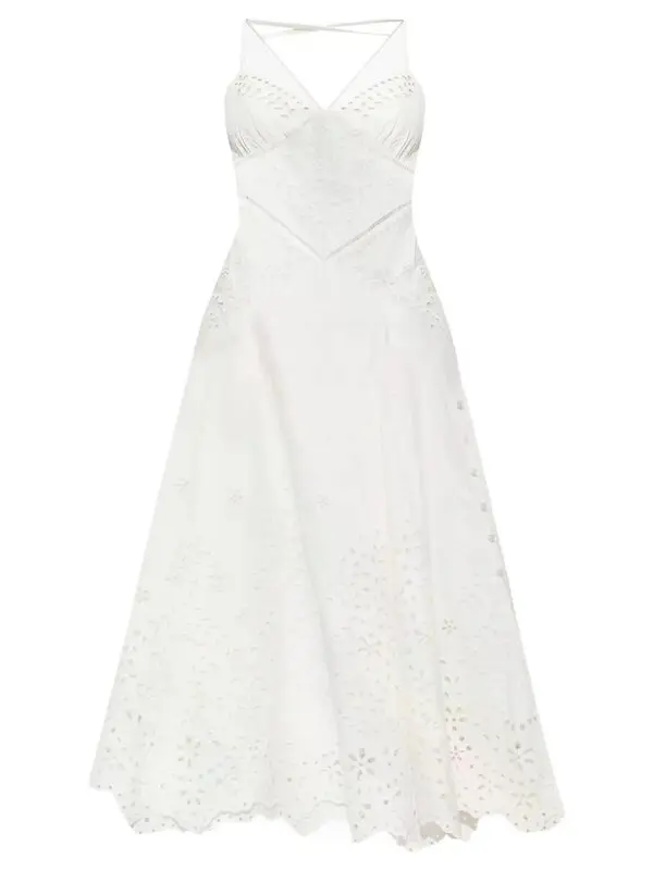 SELF-PORTRAIT Cotton Midi Dress - White