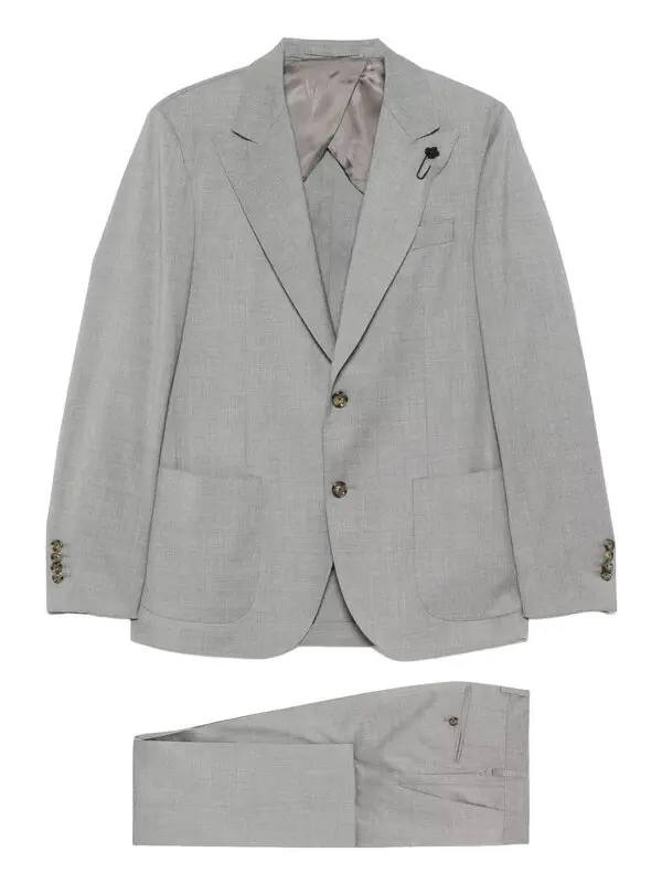 LARDINI Brooch-detail Suit - Grey