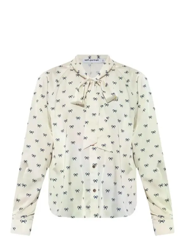SELF-PORTRAIT Bow-print Shirt - White