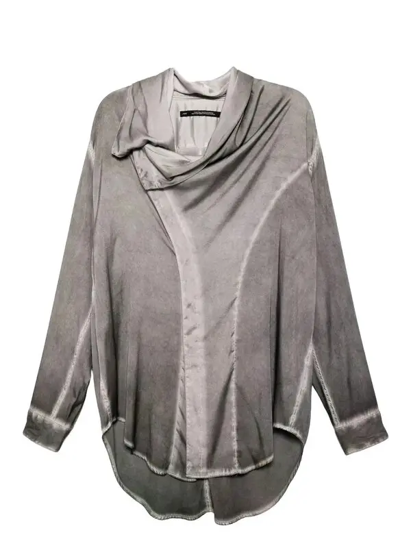 JULIUS Satin Wrap-neck Shirt - Grey