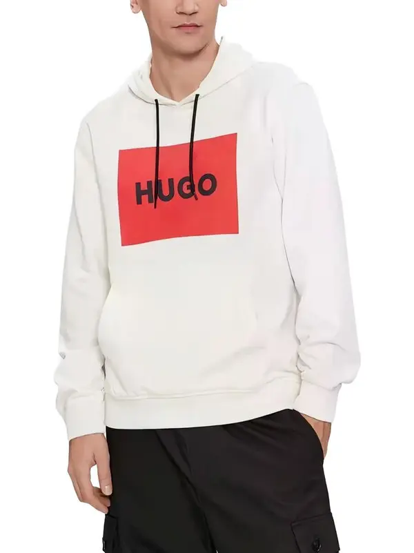 Hugo Logo-stamp Hoodie - White