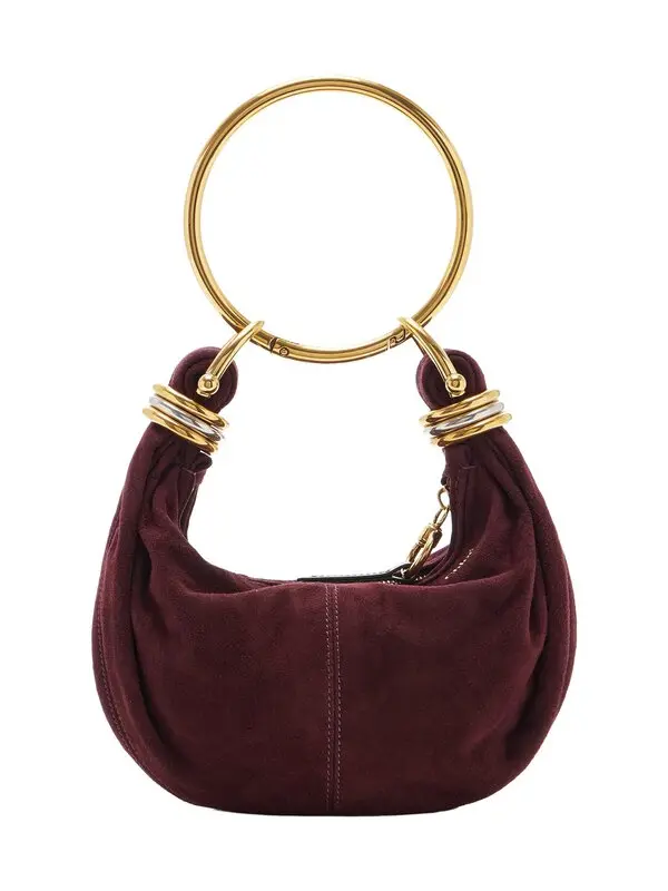 Chloé Bracelet Handle Suede Shoulder Bag - Purple