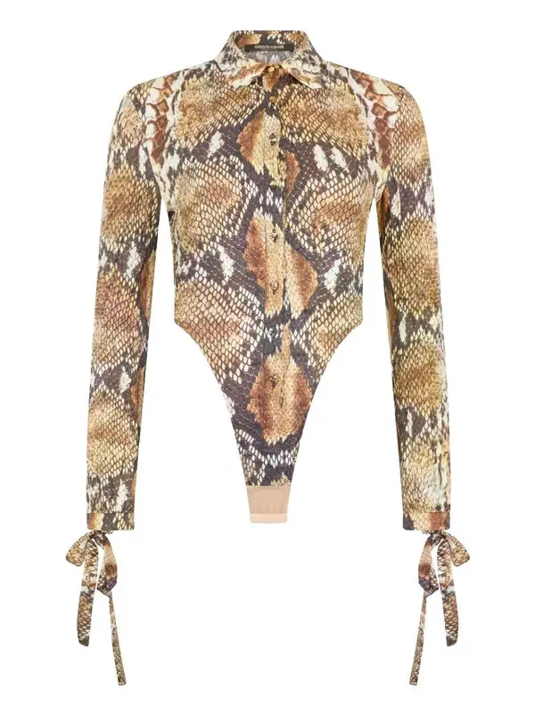 Roberto Cavalli Snakeskin-print Bodysuit - Neutrals