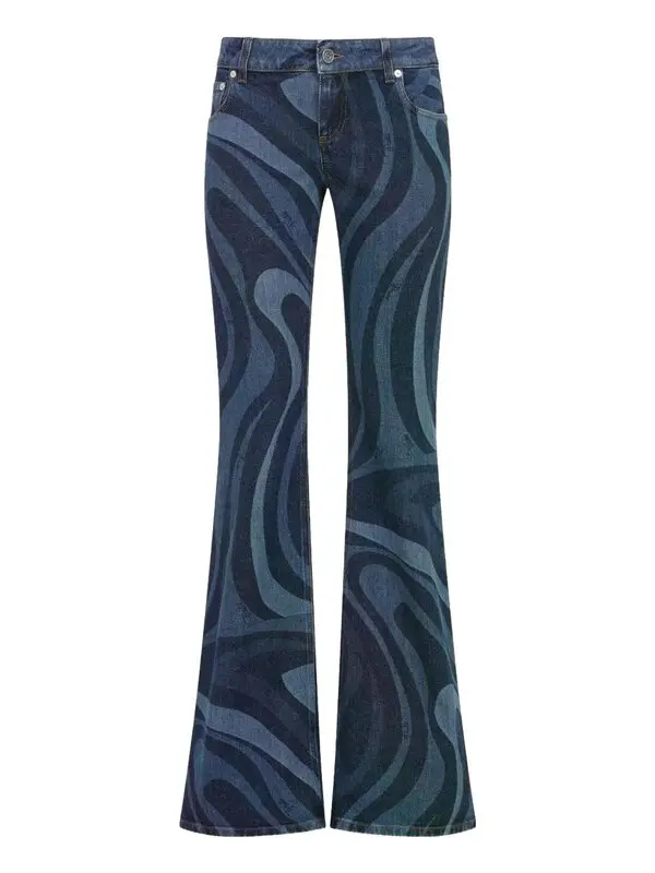 Emilio Pucci Marmo-print Flared Jeans - Blue