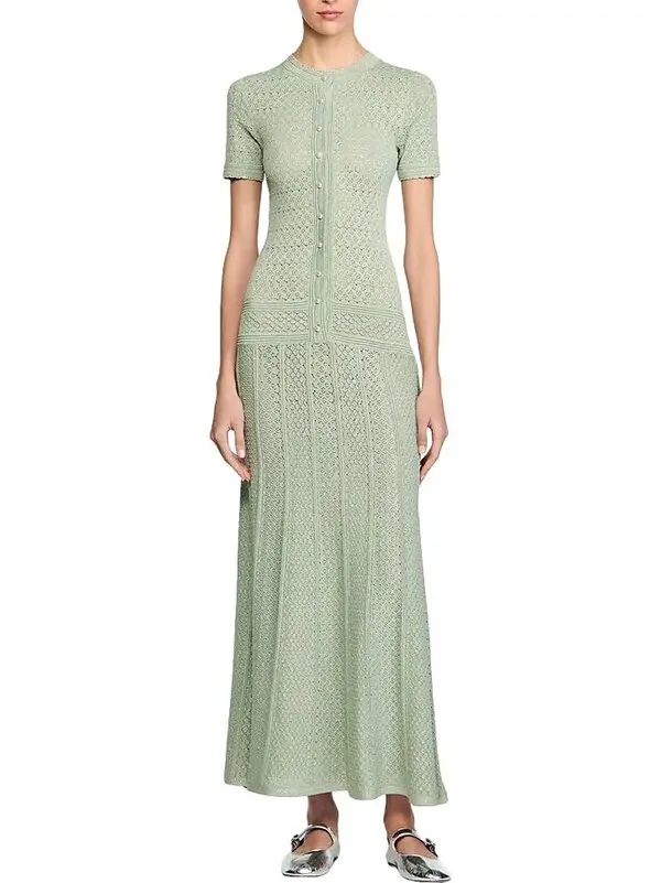 Sandro Knit Maxi Dress - Almond Green