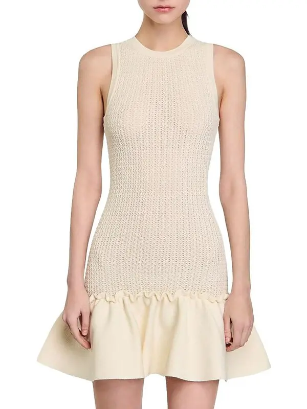 Sandro Short Knit Mini Dress - Ecru
