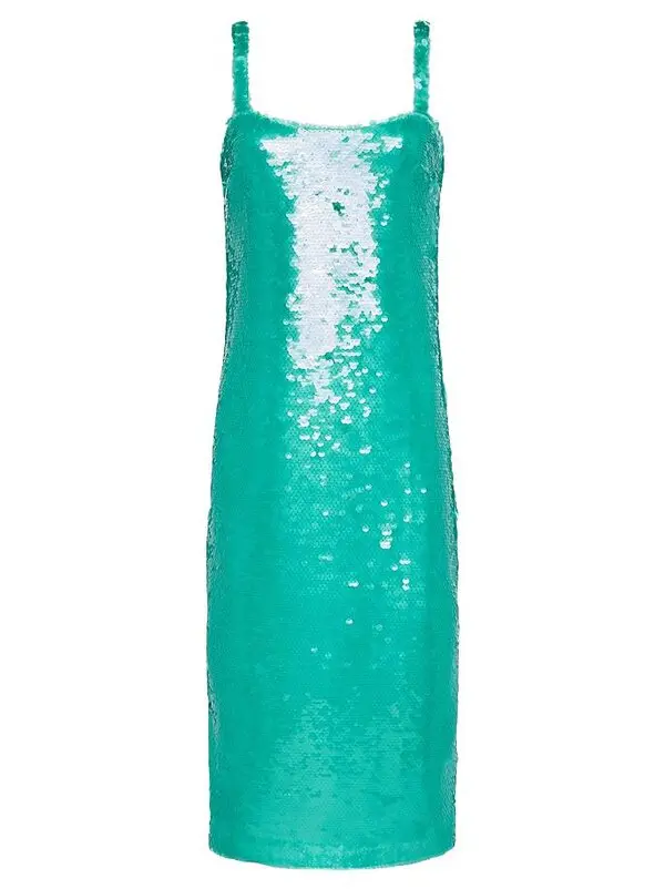 L'Agence Gabin Sequin Midi Dress - Bright Jade