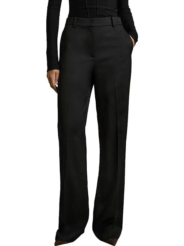 REISS Millie Wide Leg Trousers - Black