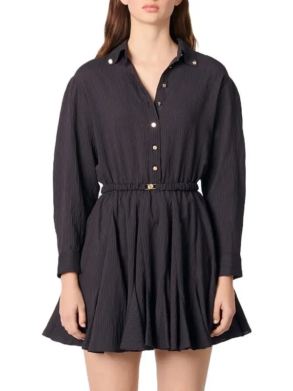 Maje Short Crepe Shirt Dress - Navy